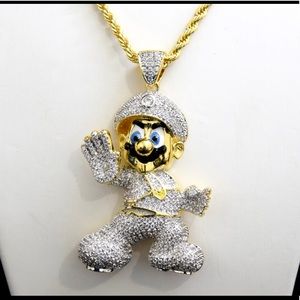 Accessories | Gold Finish Lab Diamond Custom Mario Charm Chain | Poshmark